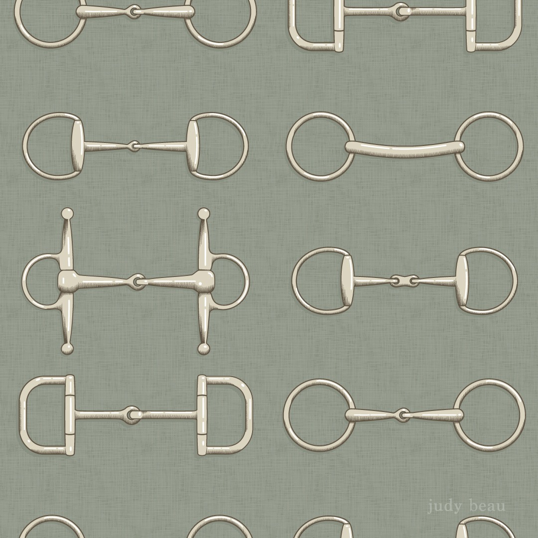 Ashby Horse Bits Equestrian Wallpaper and Textiles by Judy Beau