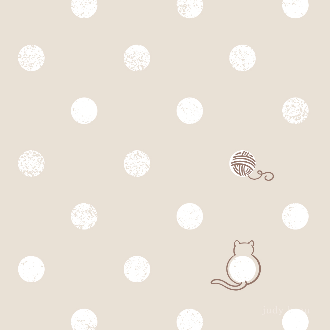 Polka Cat - A Fun Kids Wallpaper or Fabric Design - Judy Beau