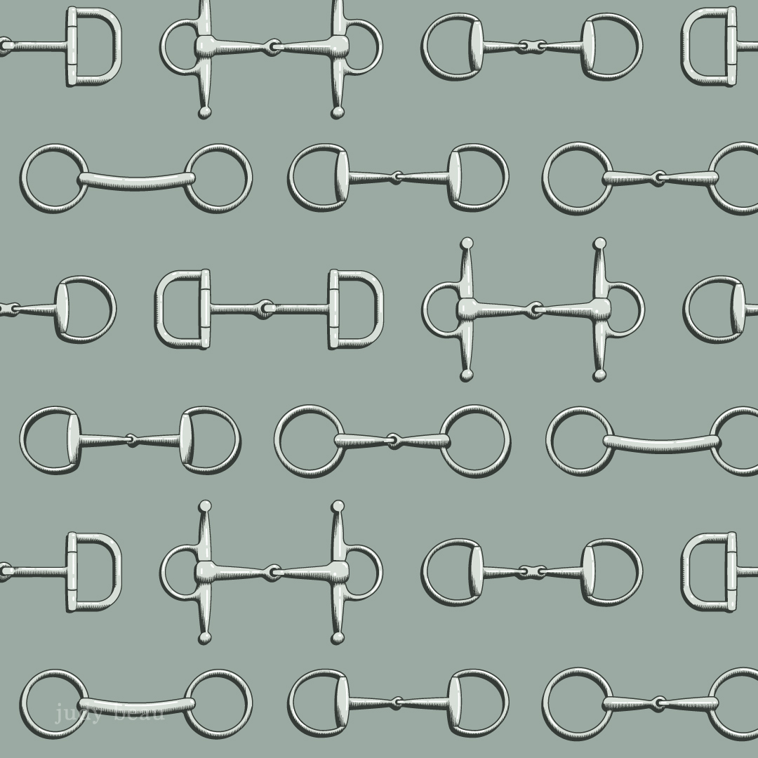 Hampton Snaffle Horse Bit Design - Fabric and Textiles - Judy Beau