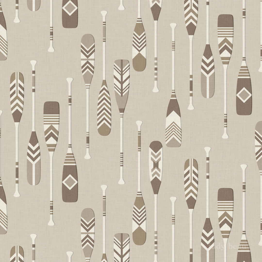 Lake Island Painted Paddles Wallpaper and Textiles - Judy Beau