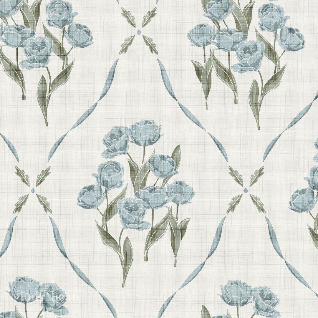 Liselot Vintage-Inspired Tulip Wallpaper and Textiles by Judy Beau