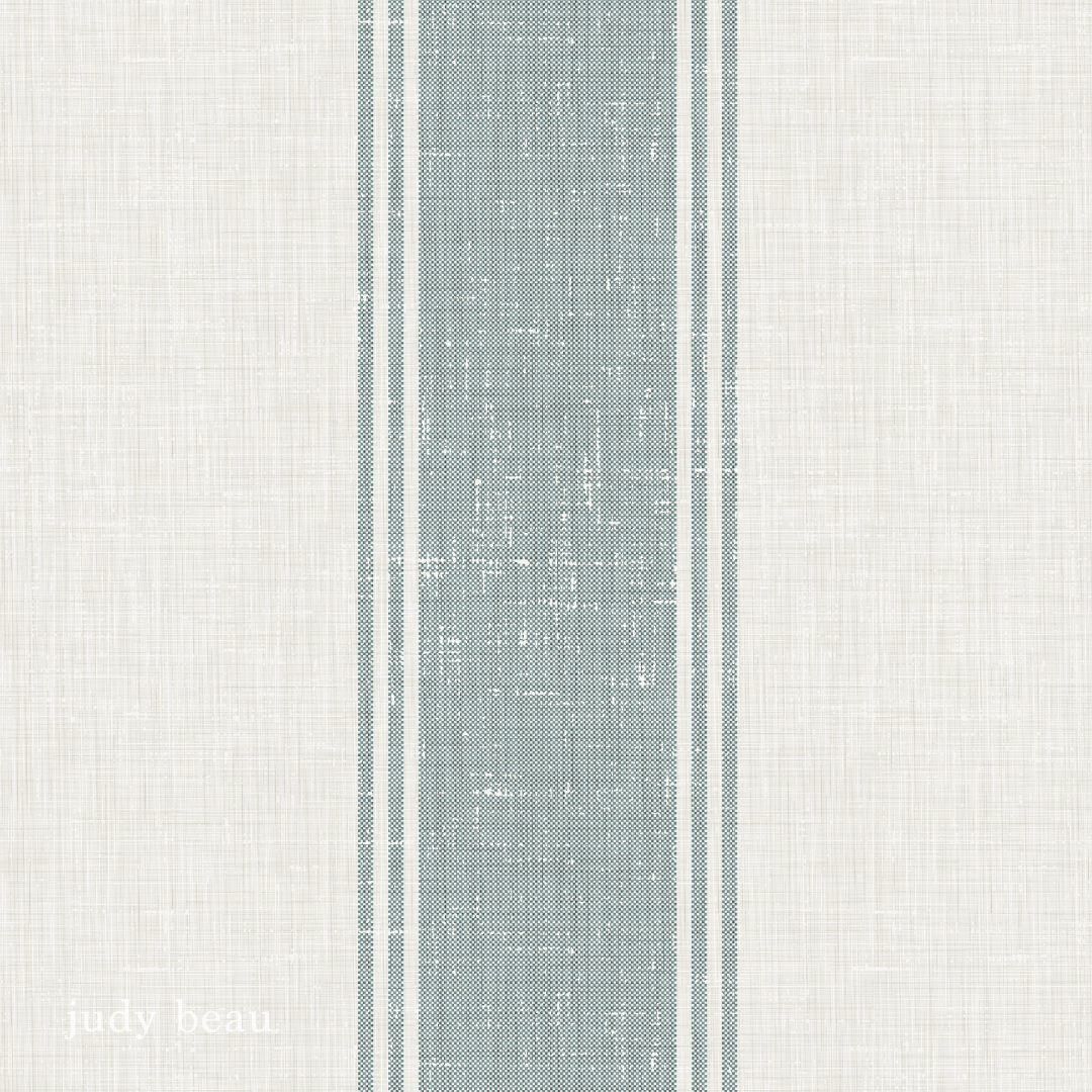 Distressed Rustic Ticking Stripe Wallpaper & Textiles – Eliot by Judy Beau
