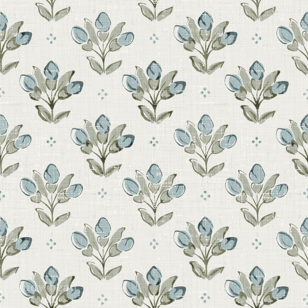 Lila Hand-Printed Floral Print - Wallpaper and Textiles - Judy Beau